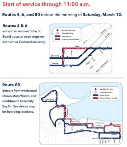 Shamrock Shuffle detours – 3/12/22 – Transportation Services – UW–Madison